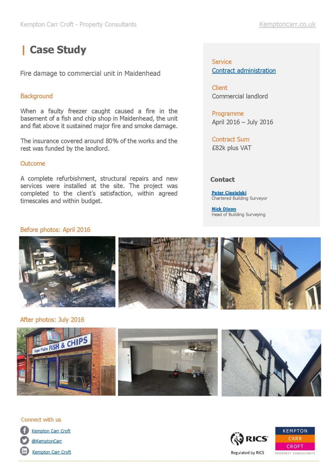 Case study: Contract administration for fire damaged commercial premises